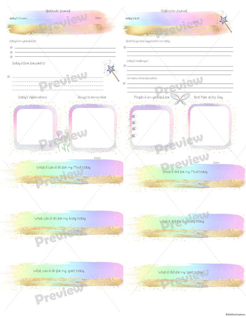 Printable Gratitude & Reflection Journal/ Unblock Chakras/ Printable ...