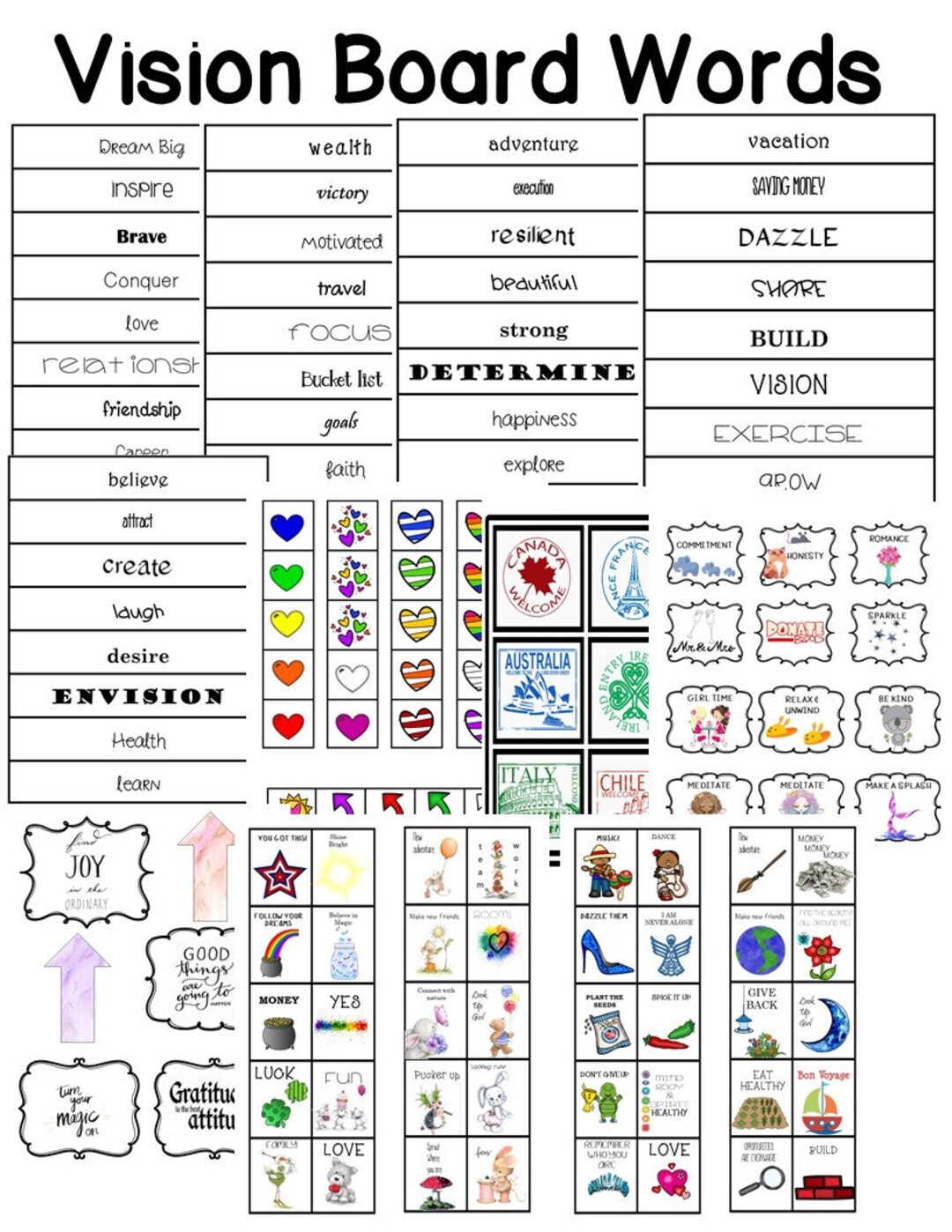 Vision Board Words/ Vision Board Bundle/law of Attraction/manifesting ...