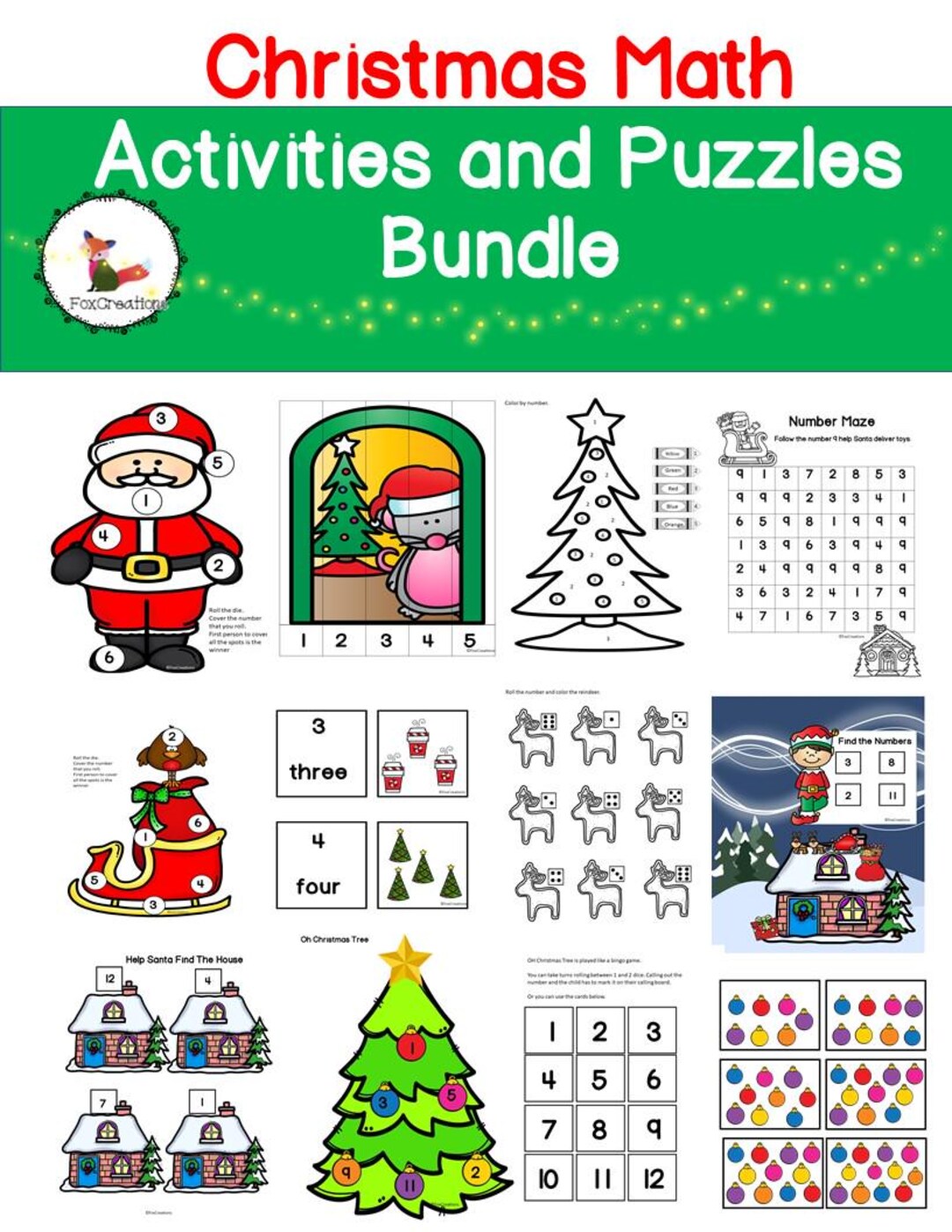 Early Childhood Christmas Activities Preschool Math Christmas Bundle ...