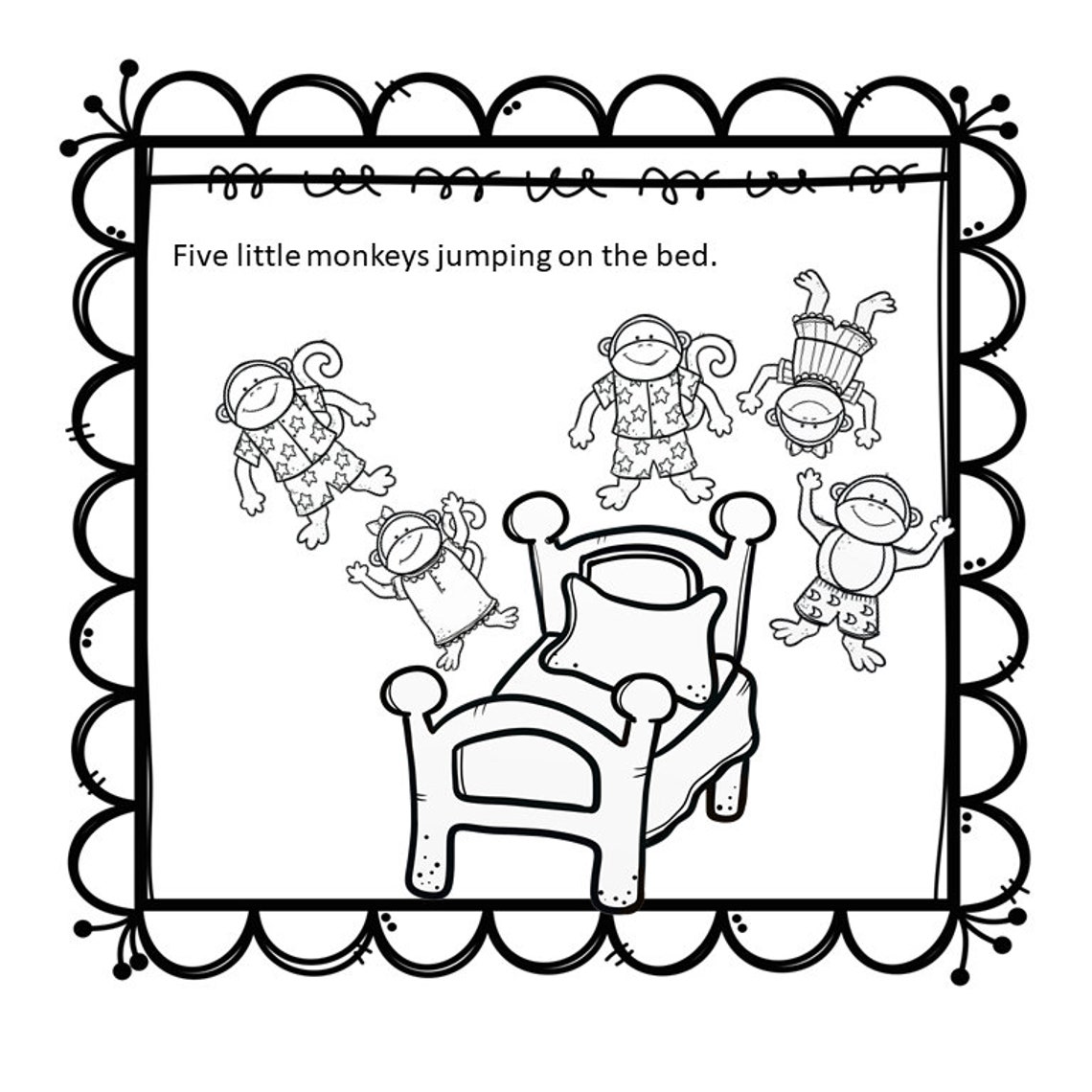 Five Little Monkeys Jumping on the Bed - Etsy