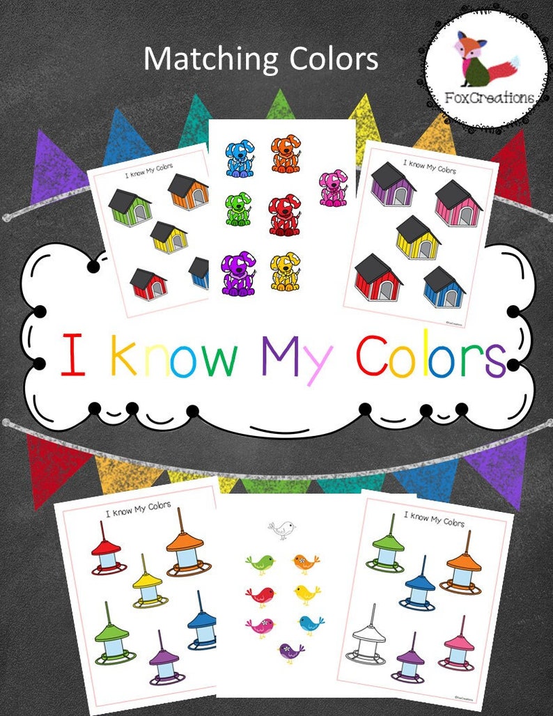 Color Matching Preschool Printable Game/ File Folder | Etsy