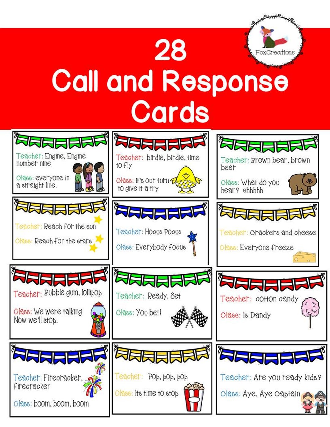 Call and Response Cards Classroom Expectations Classroom Participation ...
