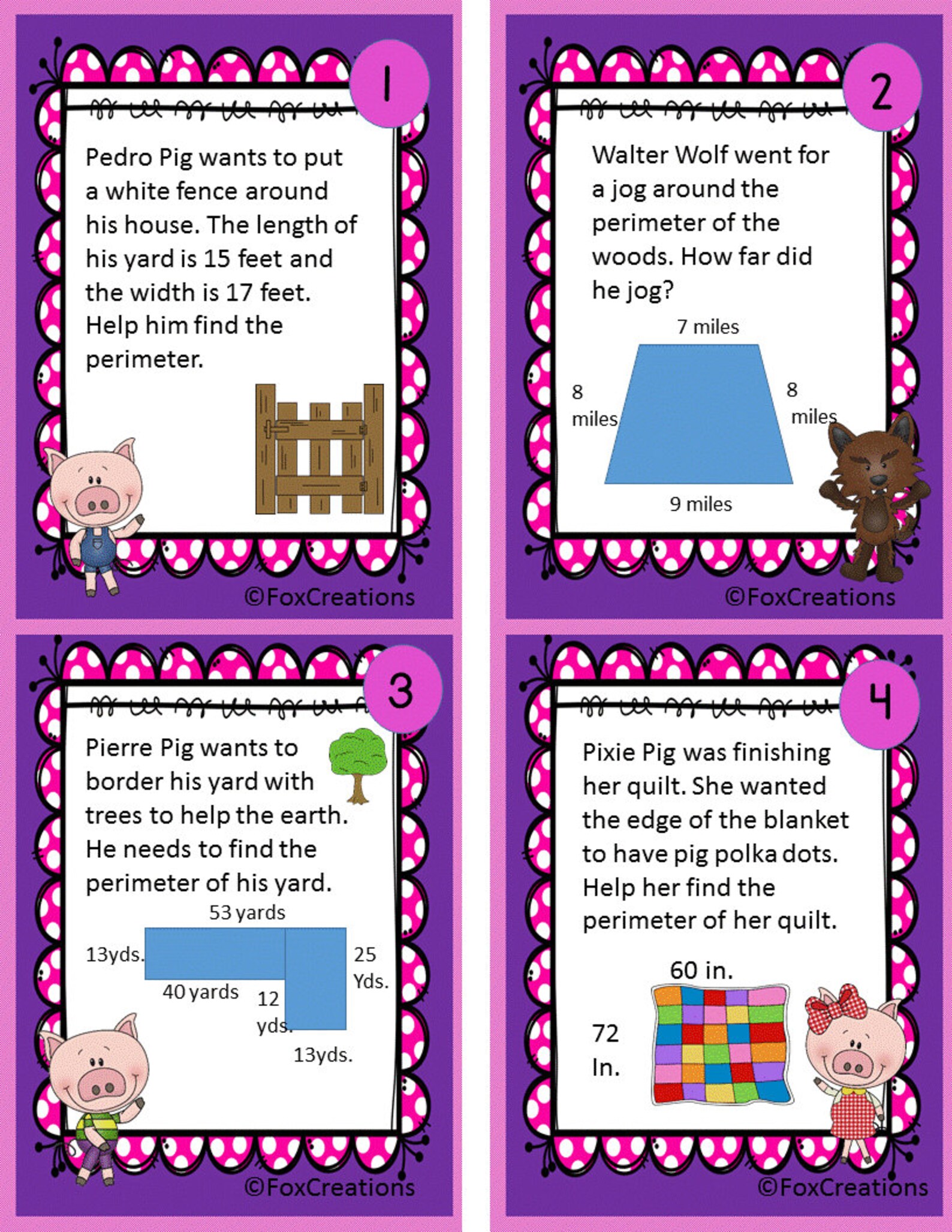 Area and Perimeter Workout Problem Solving Task Cards - Etsy