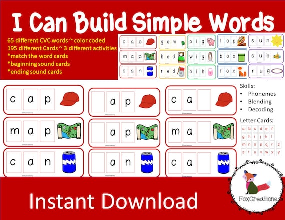 I Can Make Simple Words/ CVC Activity/ Early Literacy/ - Etsy