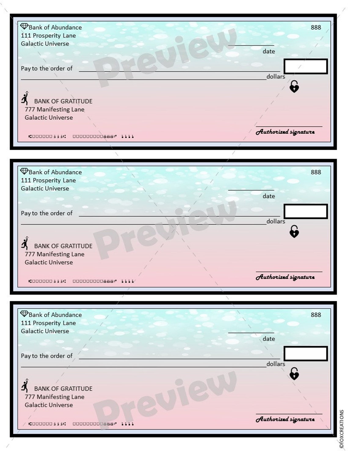 Money Manifesting Blank Checks, Moon Checks, Law of Attraction ...