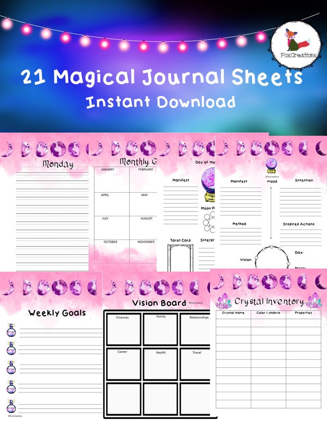 Witch Printable Journal Pages, Track Inventory, Track Spells, Weekly ...