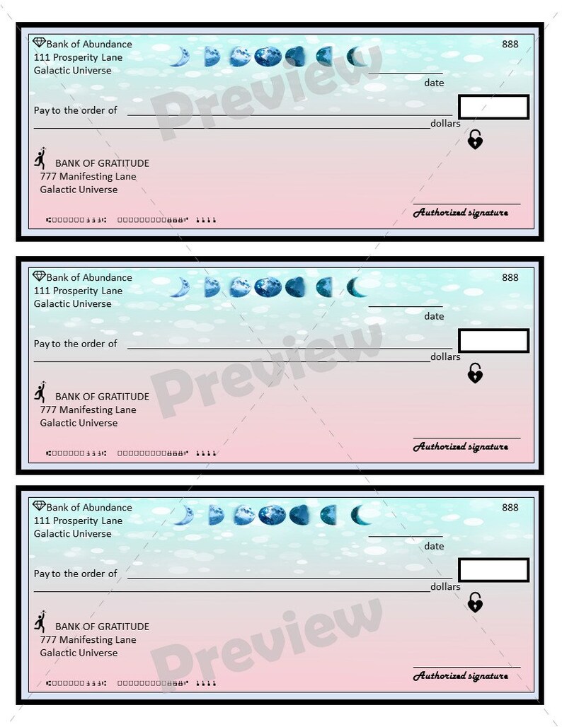 Money Manifesting Blank Checks, Moon Checks, Law of Attraction ...