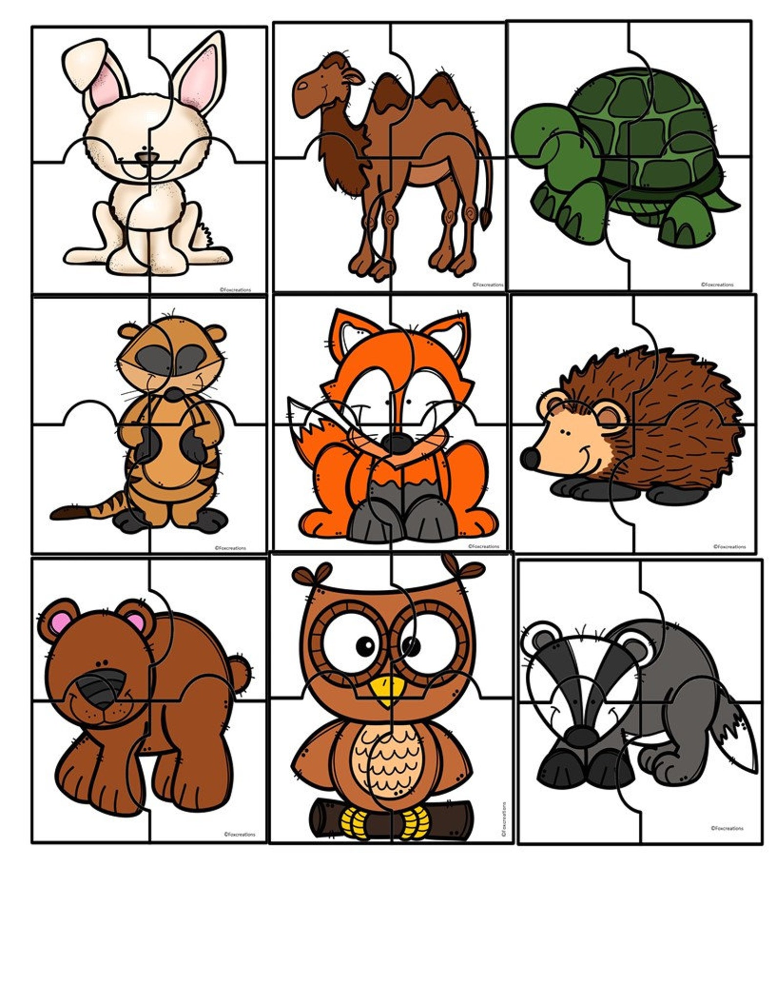 30 Animal Puzzles for Kids, Printable Animal Puzzles, Fine Motor, Early ...