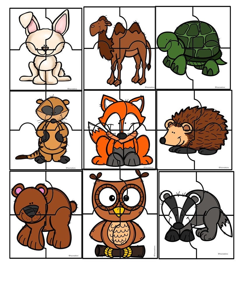30 Animal Puzzles for Kids, Printable Animal Puzzles, Fine Motor, Early ...