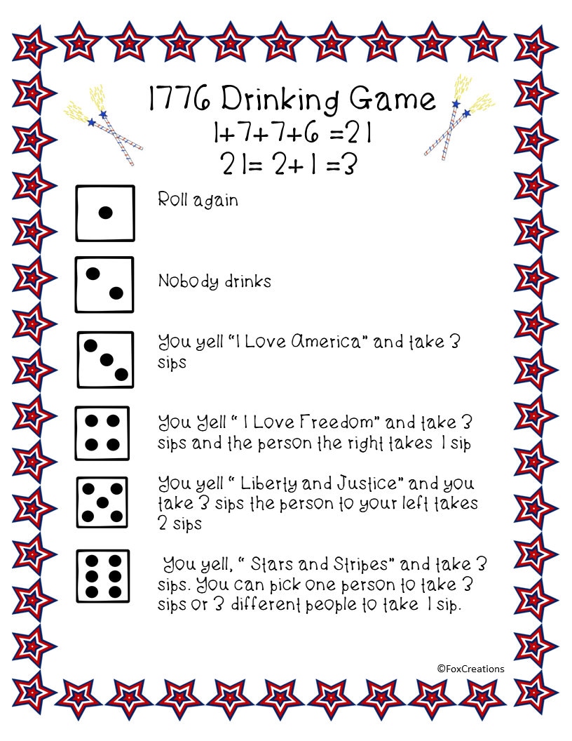 4th of July Drinking Games | Adult Party Card & Dice Games (instant ...
