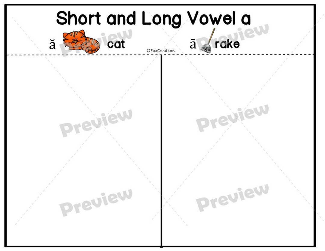 Long and Short Vowel A Sorts/ Phonics Activity/ Early Literacy Center ...