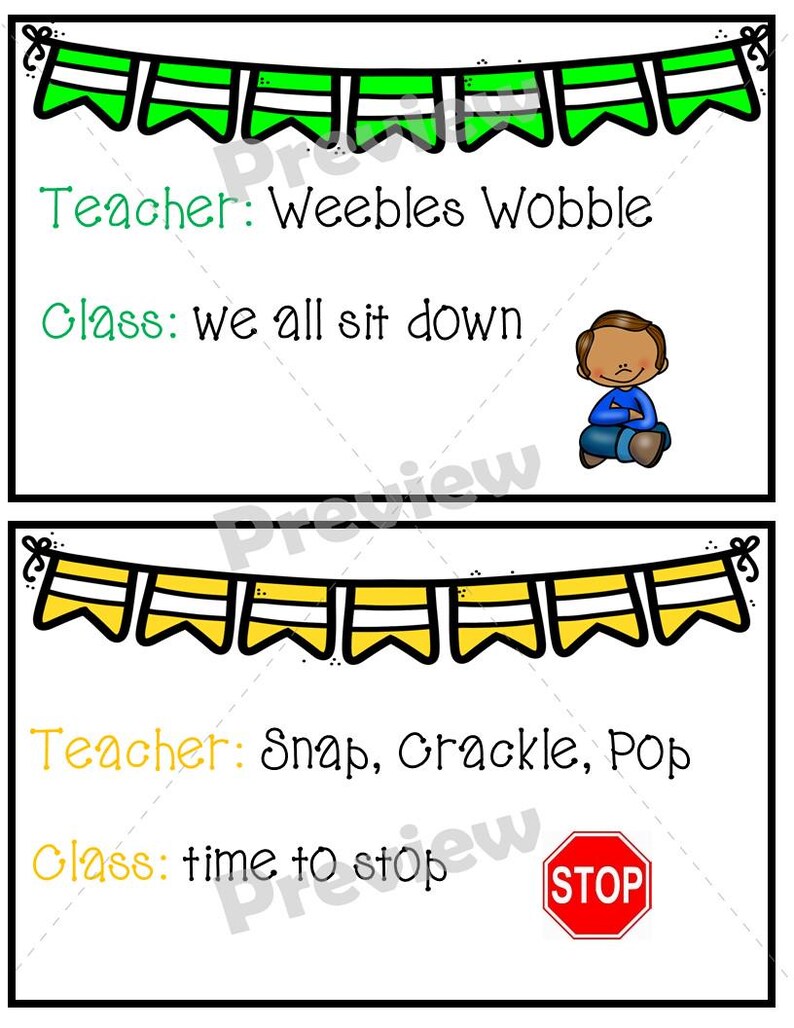 Call and Response Cards Classroom Expectations Classroom Participation ...