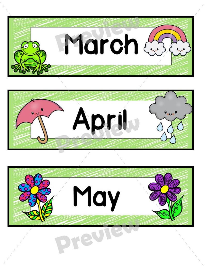Days of the Week Printable Months of the Year Educational Label Cards ...