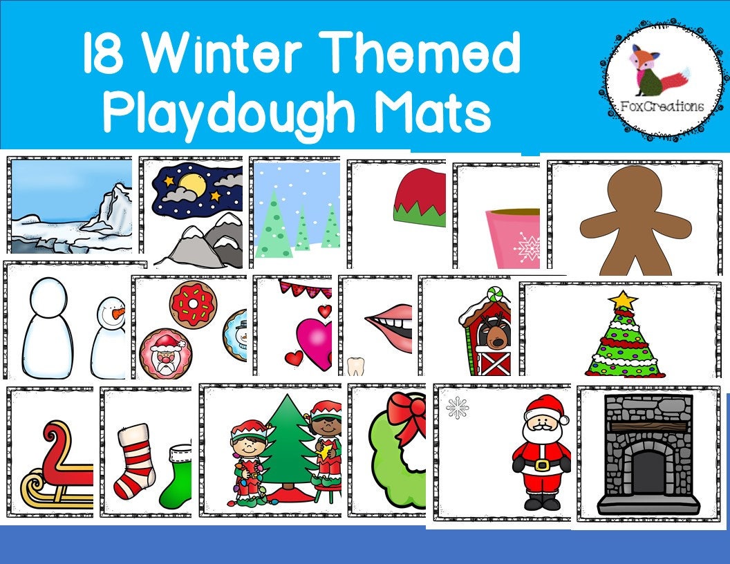 18 Winter Themed Playdough Mats, Printable Playdough Mats, Preschool ...