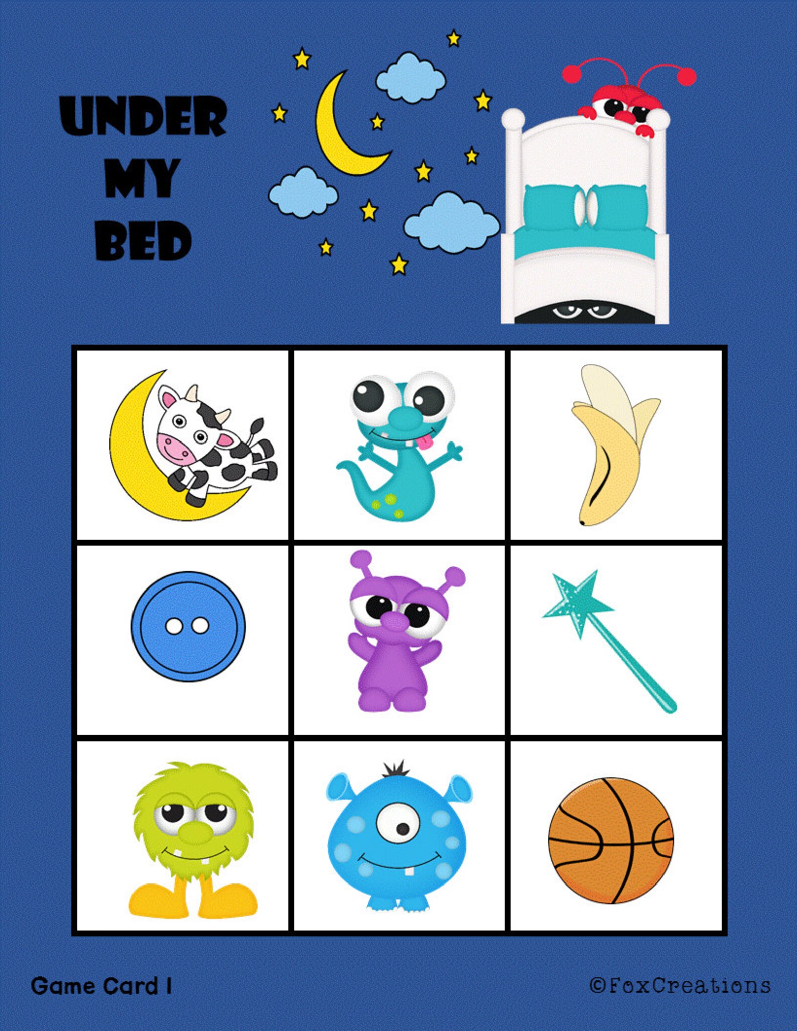 Under My Bed Printable Game, Preschool Game, Family Fun Night, Toddler ...