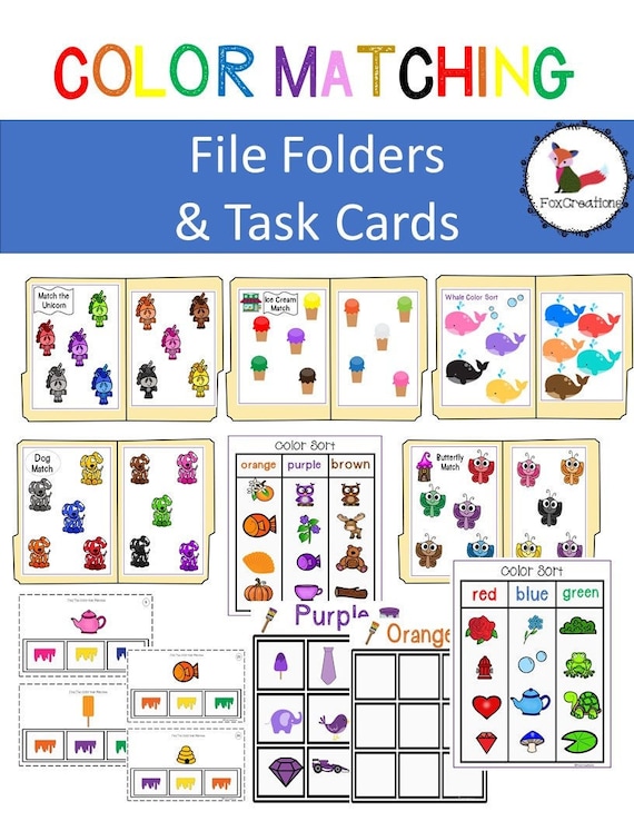 Color Matching File Folders Task Cards Preschool Centers - Etsy
