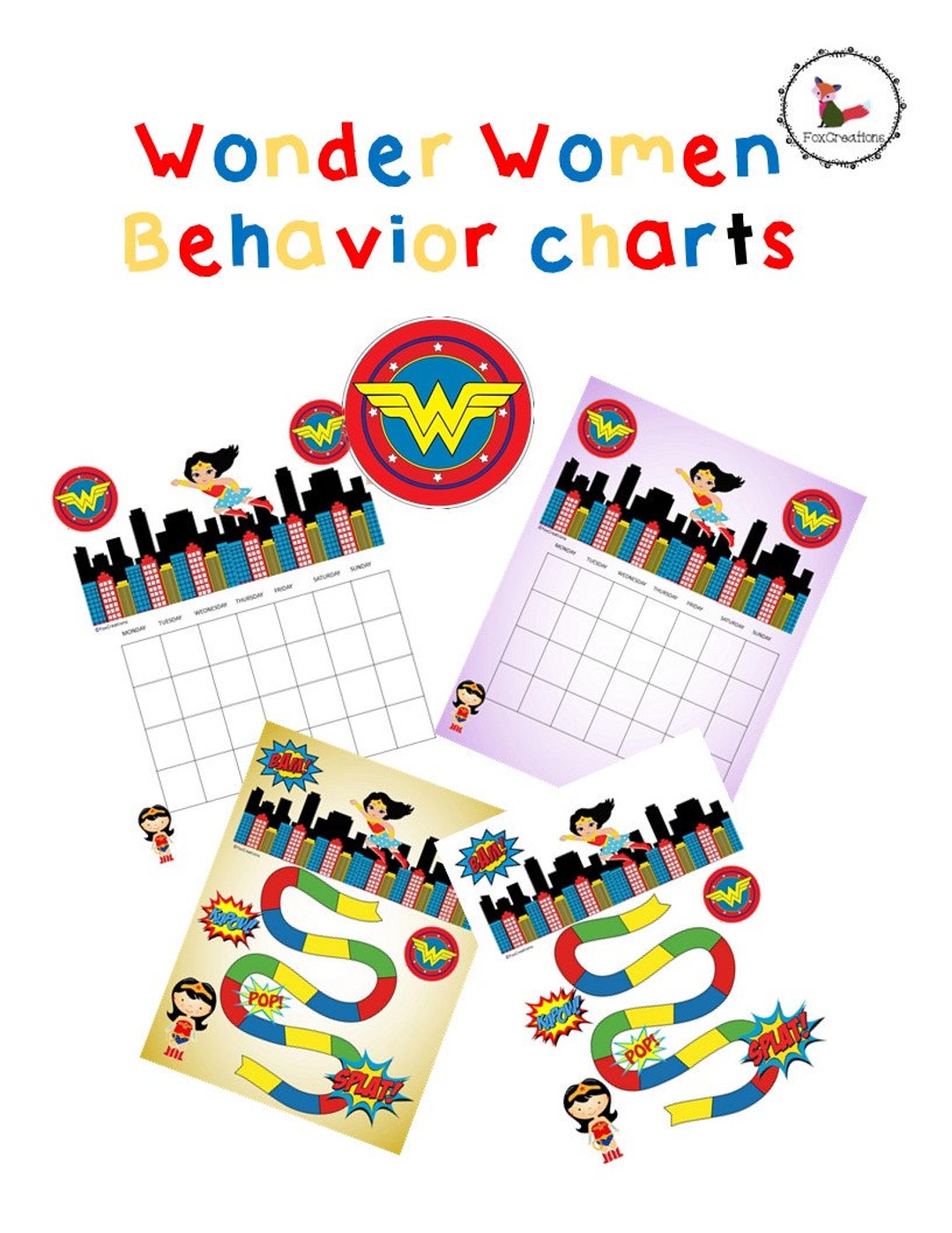 Wonderwoman Superhero Behavior Chart/ Incentive Chart, Reward Chart ...