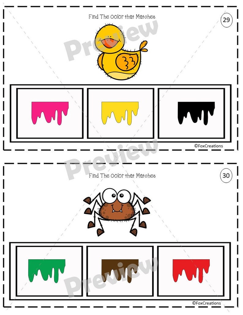 Color Matching File Folders, Task Cards, Preschool Centers, Special ...