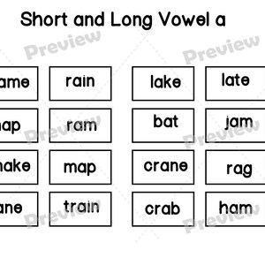 Long and Short Vowel A Sorts/ Phonics Activity/ Early Literacy Center ...
