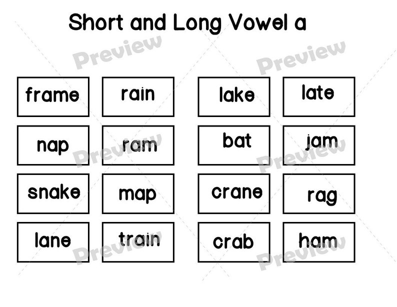Long and Short Vowel A Sorts/ Phonics Activity/ Early Literacy Center ...