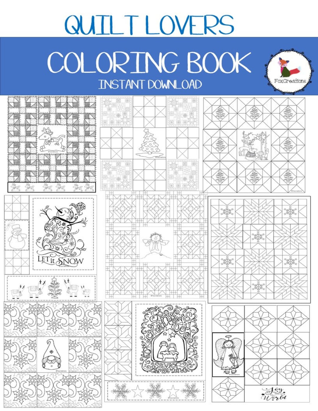 QUILT LOVERS COLORING / Adult Coloring Pages/ 31 Quilt Designs to Color ...