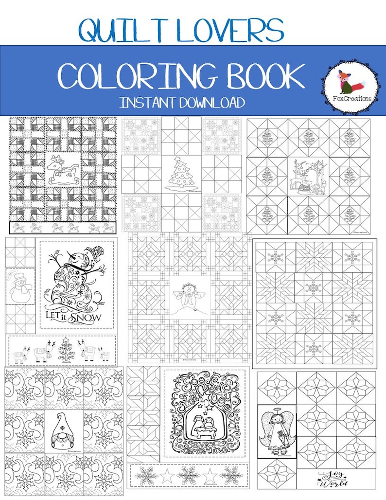 QUILT LOVERS COLORING / Adult Coloring Pages/ 31 Quilt Designs to Color ...