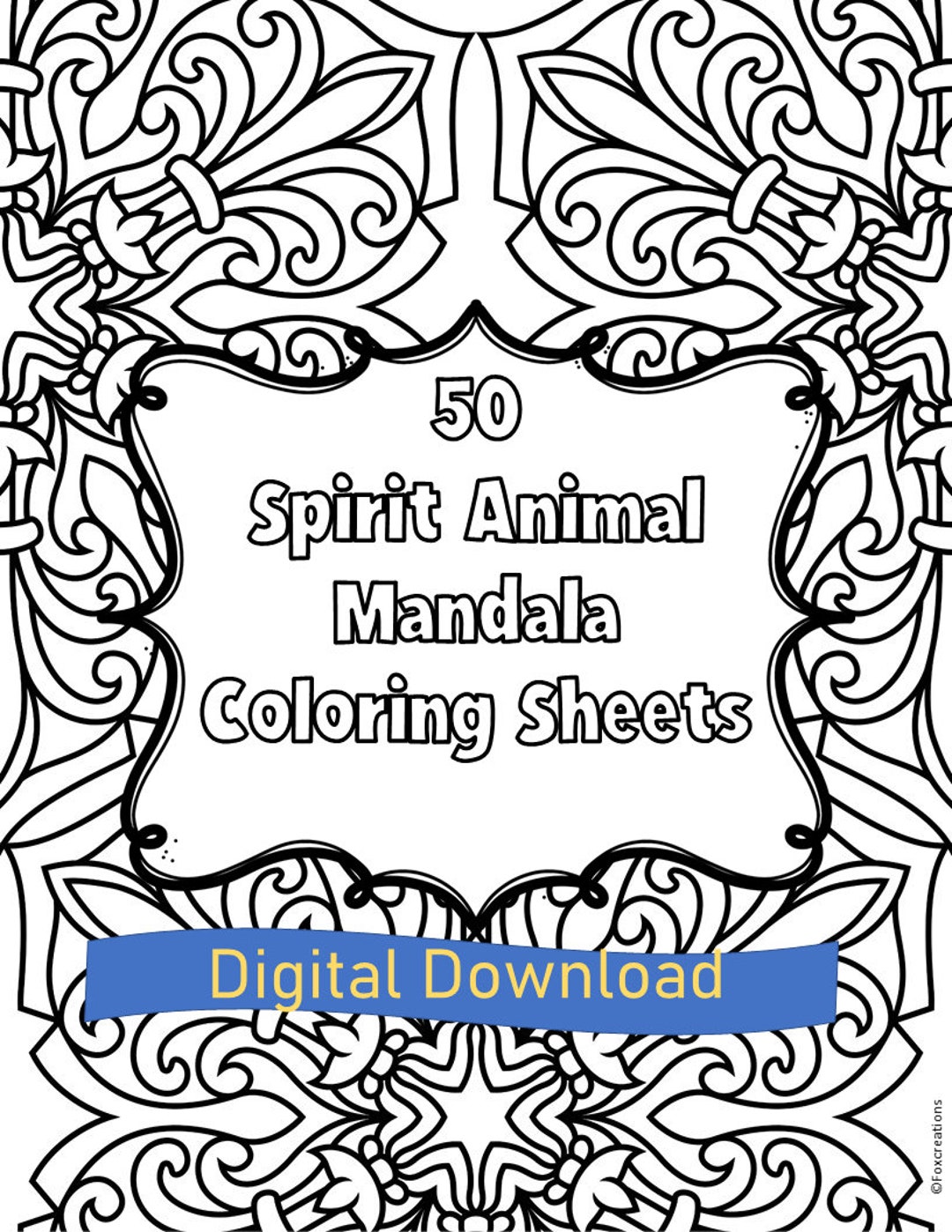 50 Mandala Spirit Animal Coloring Sheets and More - Etsy