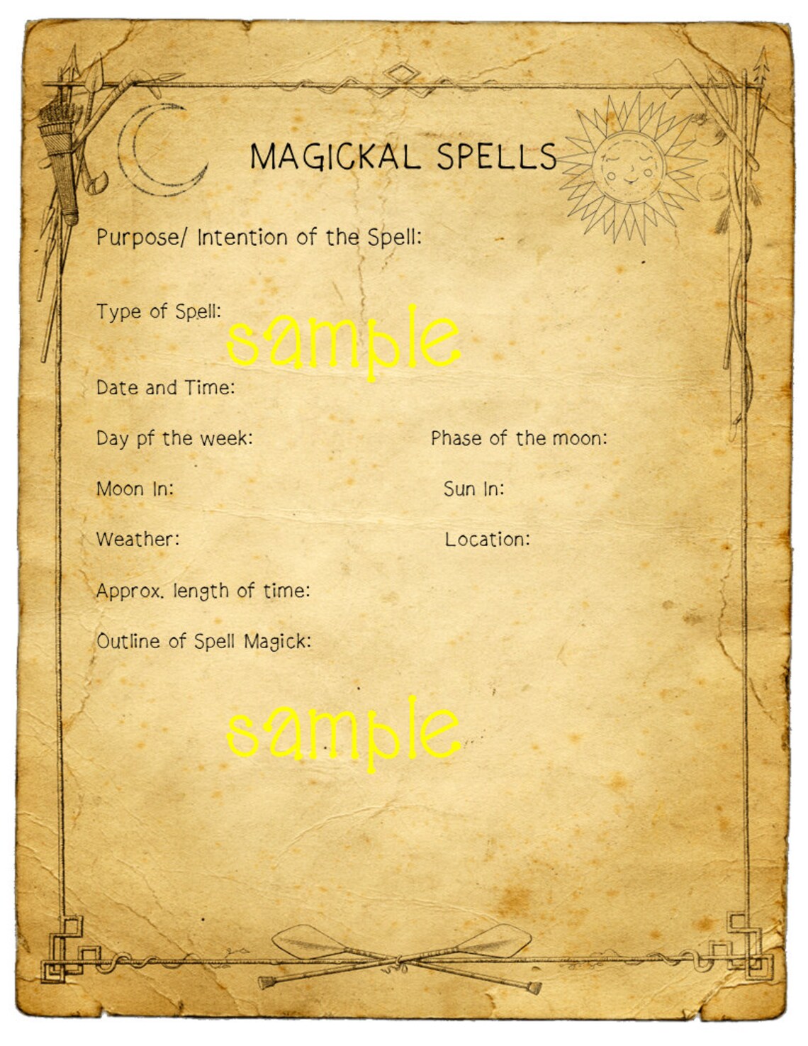 Spell and Ritual Templates and Blank Apothecary Label Pages, Potions ...