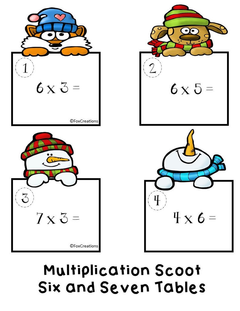 Multiplication and Missing Factor Scoot ~ 2 Games/40 Cards/task Cards ...