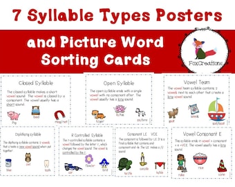 Syllable Type Posters Science of Reading Posters Structured Literacy ...