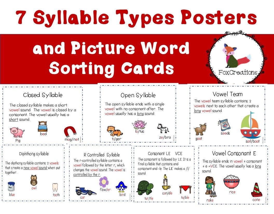 Syllable Type Posters/ Science of Reading/ Structured Literacy ...