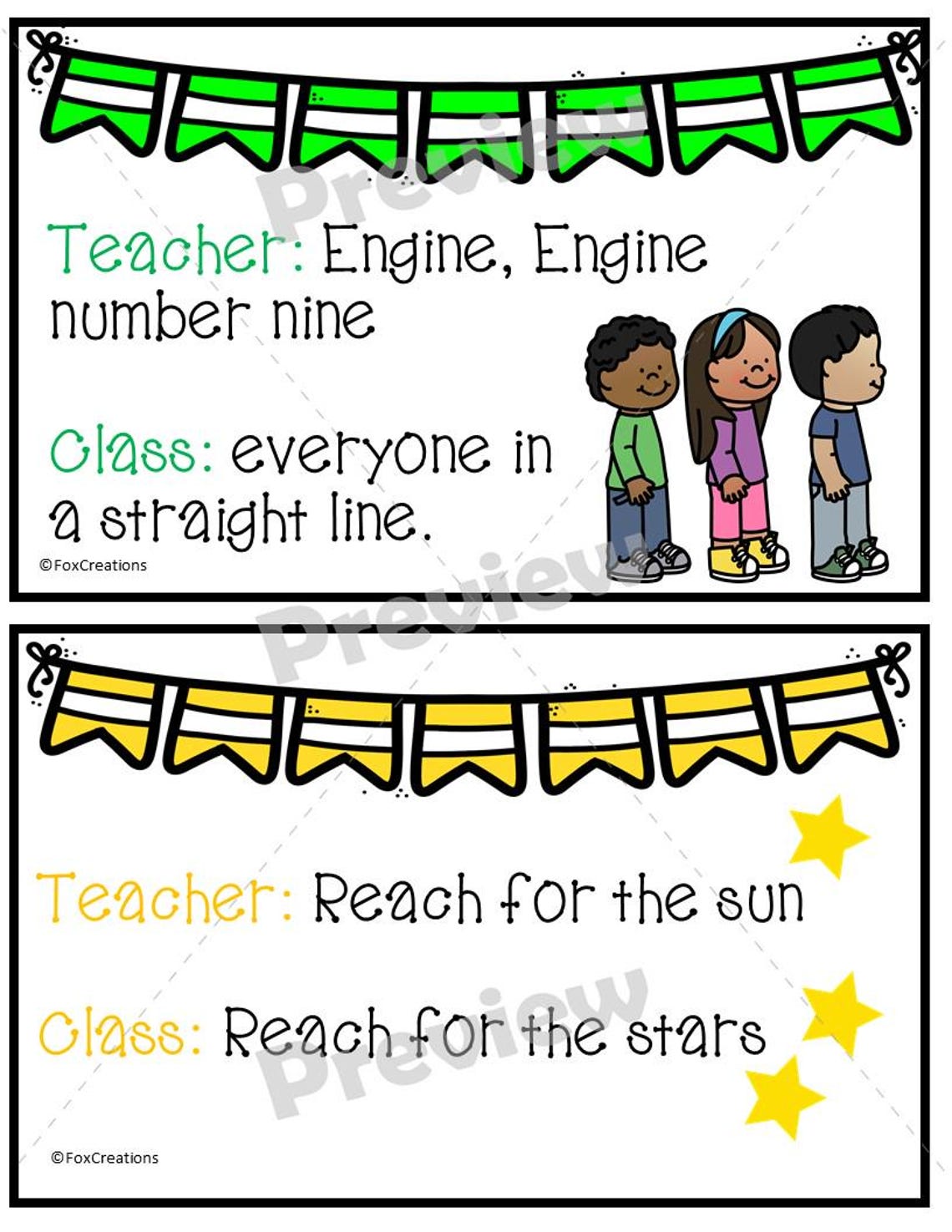 Call and Response Cards Classroom Expectations Classroom Participation ...