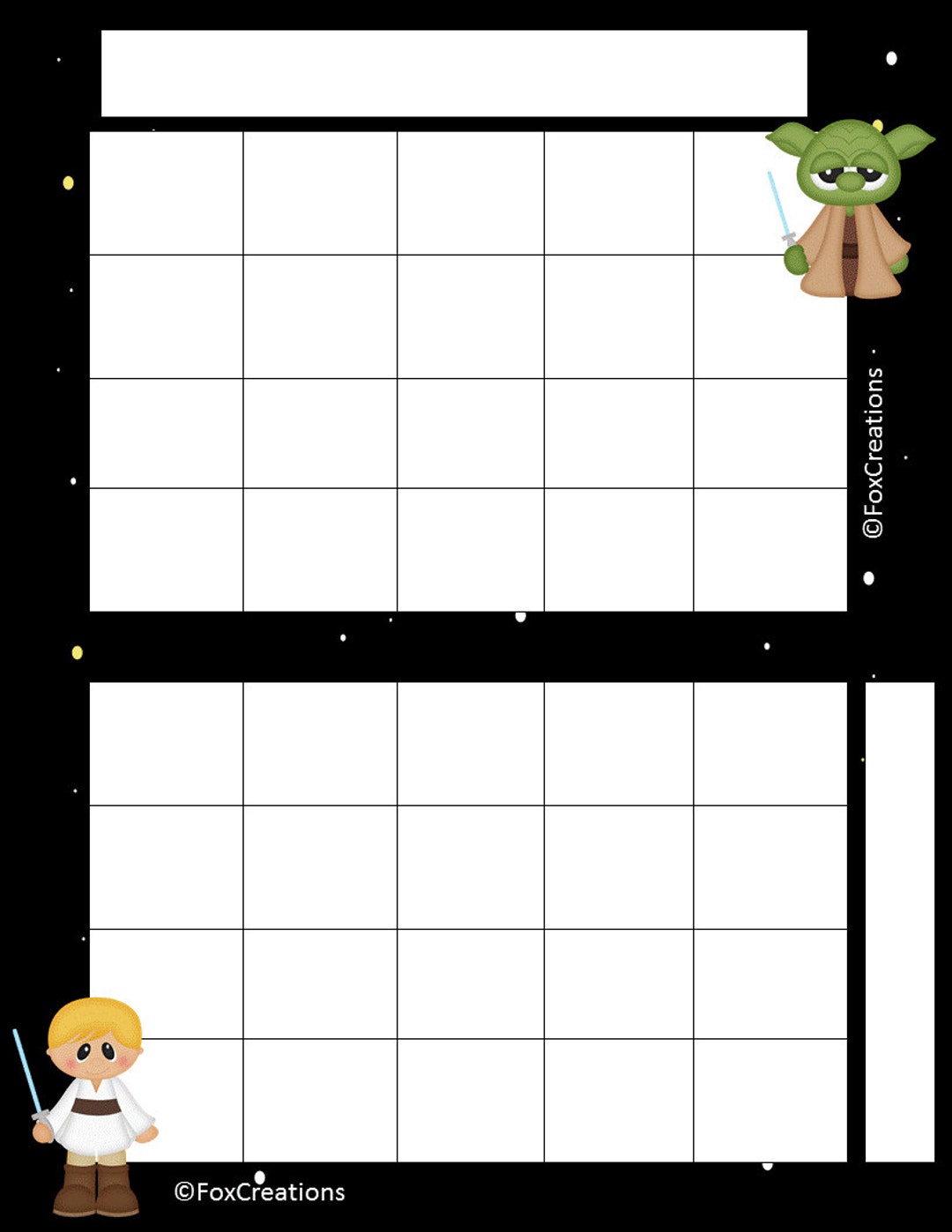 Star Wars Theme Incentive And/or Behavior/ Chore Charts 6 Different ...