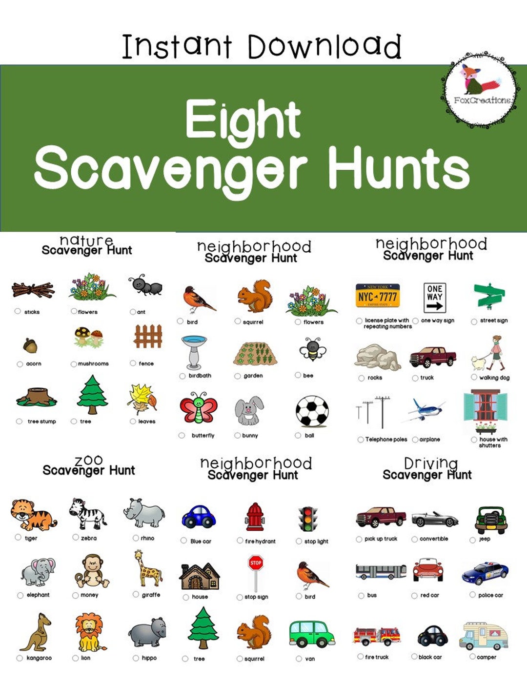 Printable Outdoor Scavenger Hunt for Kids, Nature and Neighborhood ...