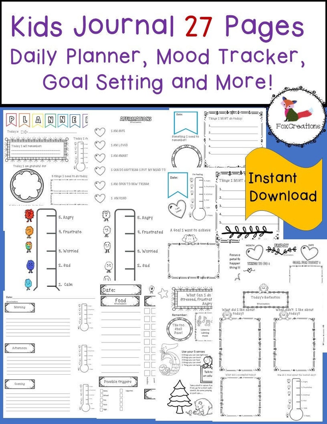 Kids Emotional Tracker, Journal, Planner, ADHD, Symptom Tracker, Kids ...