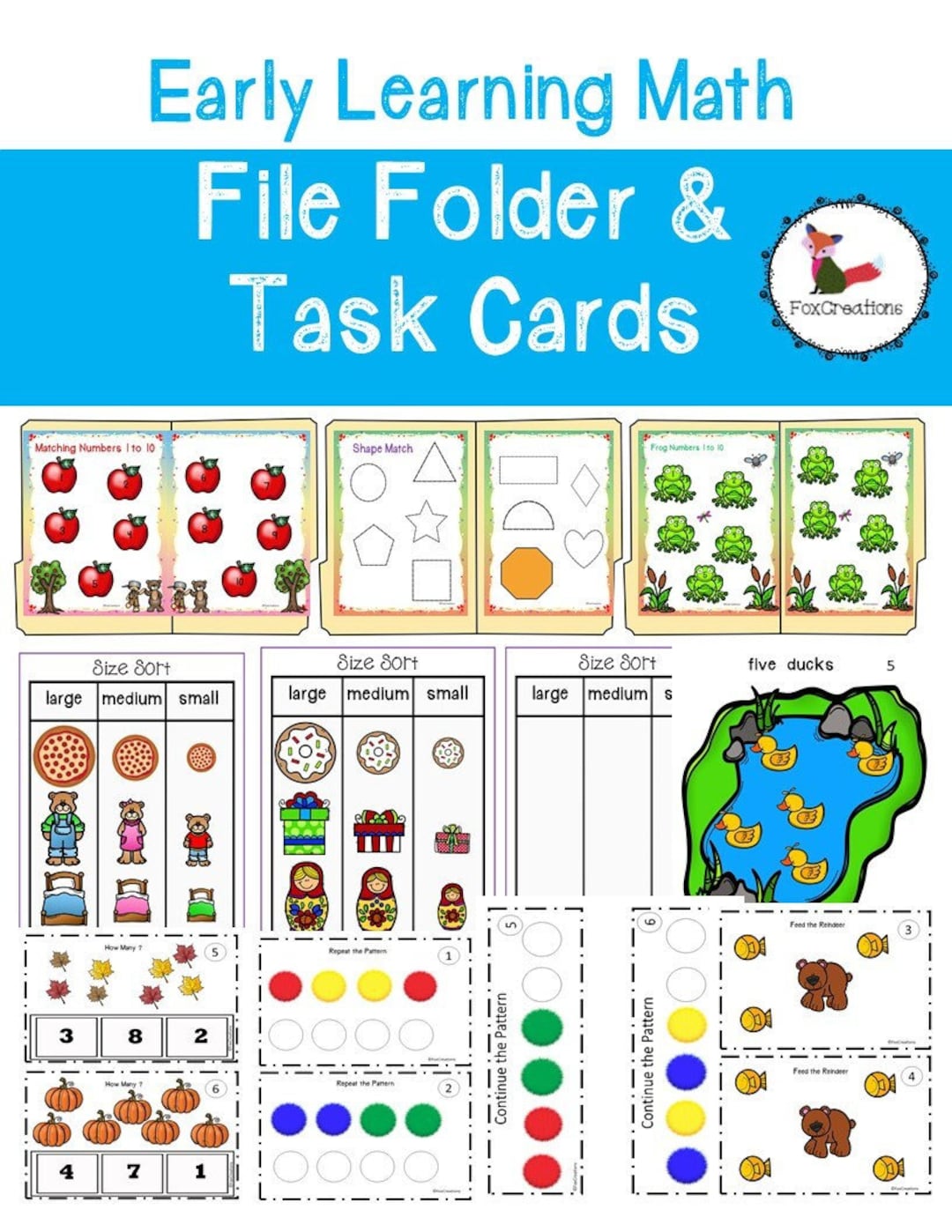 Early Learning Math Centers, File Folder Games, Task Cards, Patterns ...
