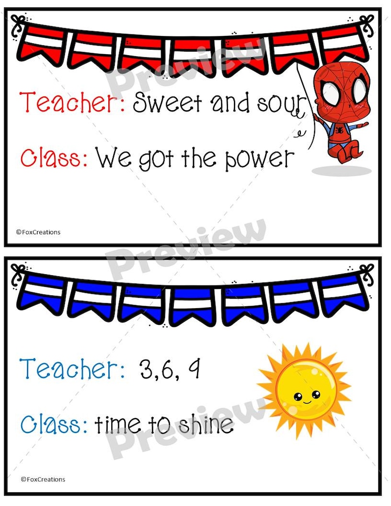 Call and Response Cards Classroom Expectations Classroom Participation ...