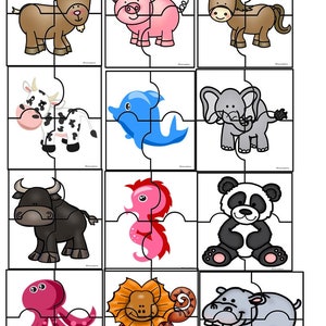 30 Animal Puzzles for Kids, Printable Animal Puzzles, Fine Motor, Early ...