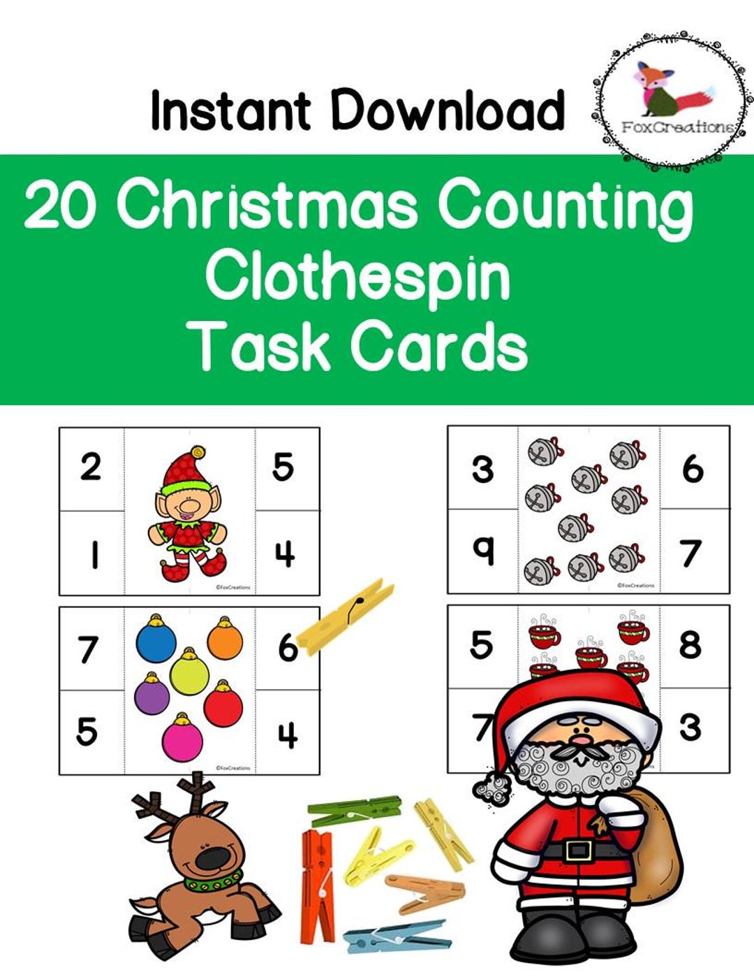 Toddler Counting Task Cards, Christmas Math Counting, Preschool Math ...