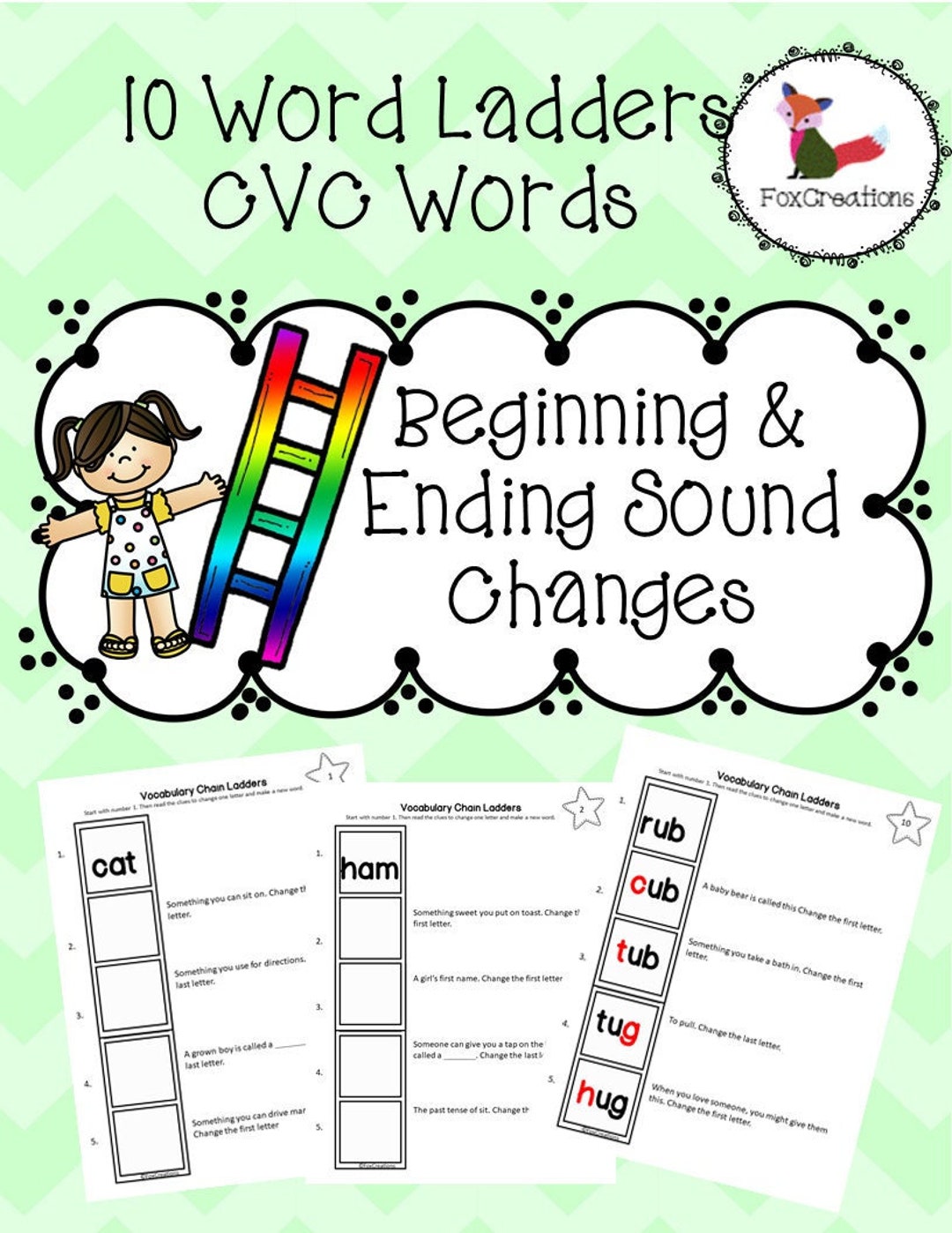 Vocabulary Word Ladders, Word Work, Phonics, Vocabulary, Literacy, CVC ...