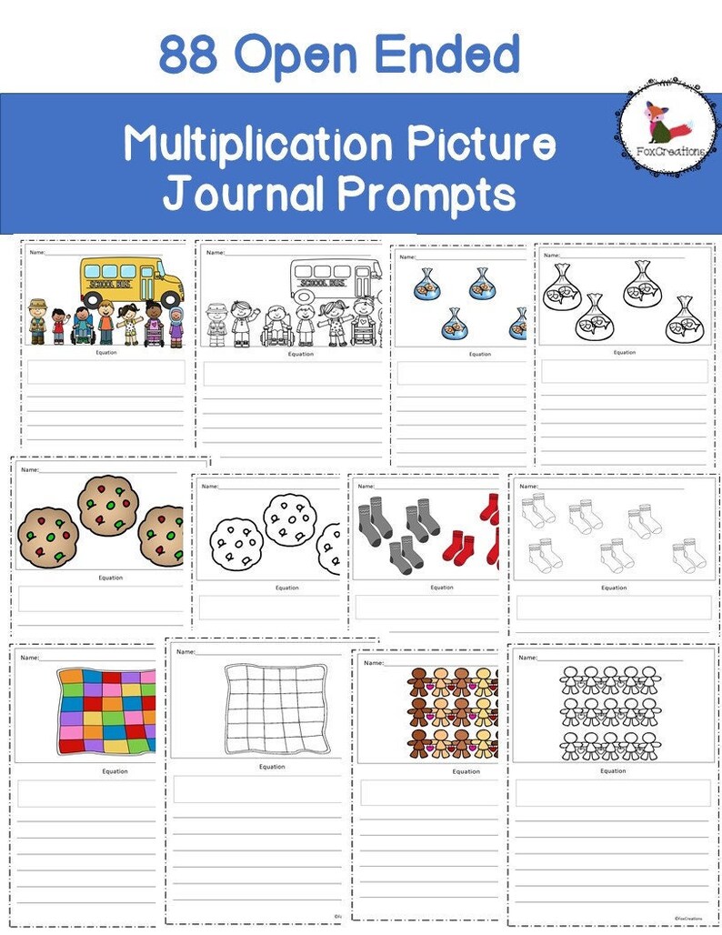 88 Open Ended Multiplication Picture Prompts, Math Word Problems (color ...