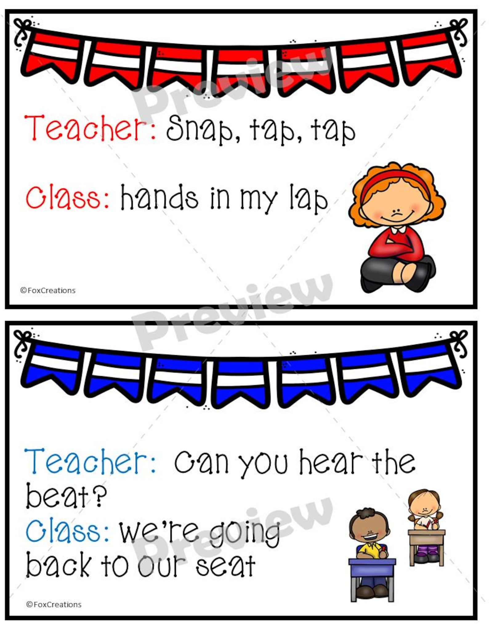 Call and Response Cards Classroom Expectations Classroom Participation ...