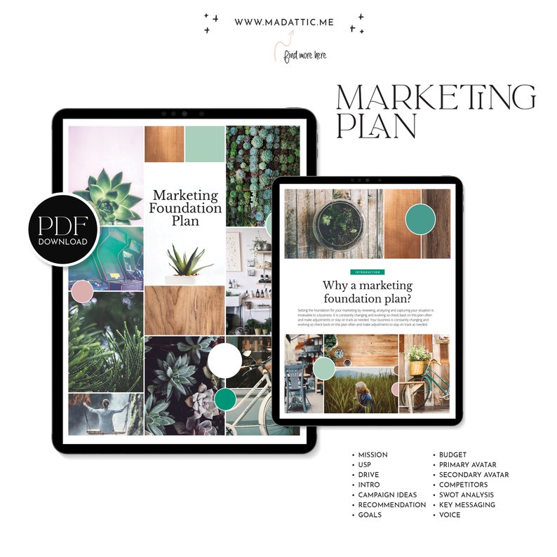 Marketing Plan, Marketing Plan Printable Template, Business Marketing ...