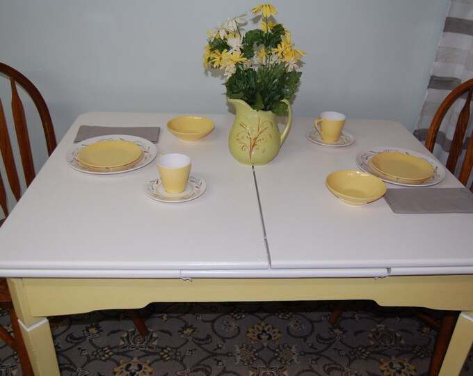 Painted, Vintage Hoosier Dining Table With Self Storing Leaf. - Etsy