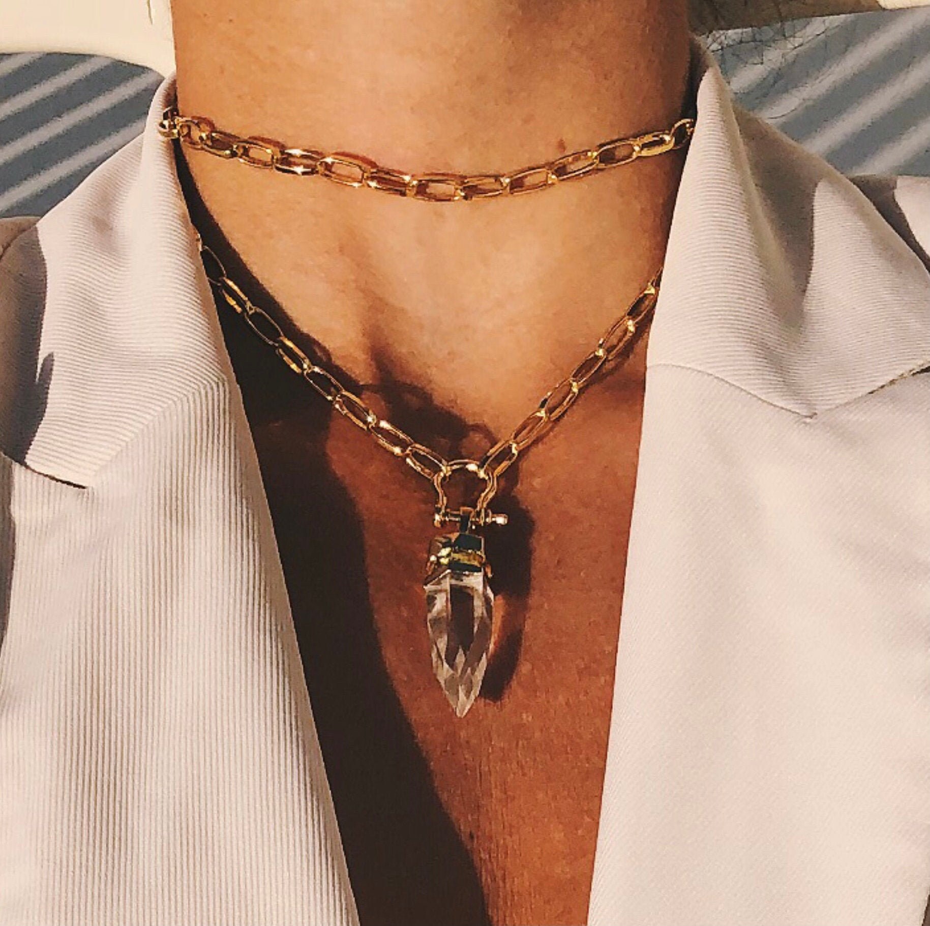 The Athena Clear Crystal Quartz 24k Gold Filled Adjustable - Etsy