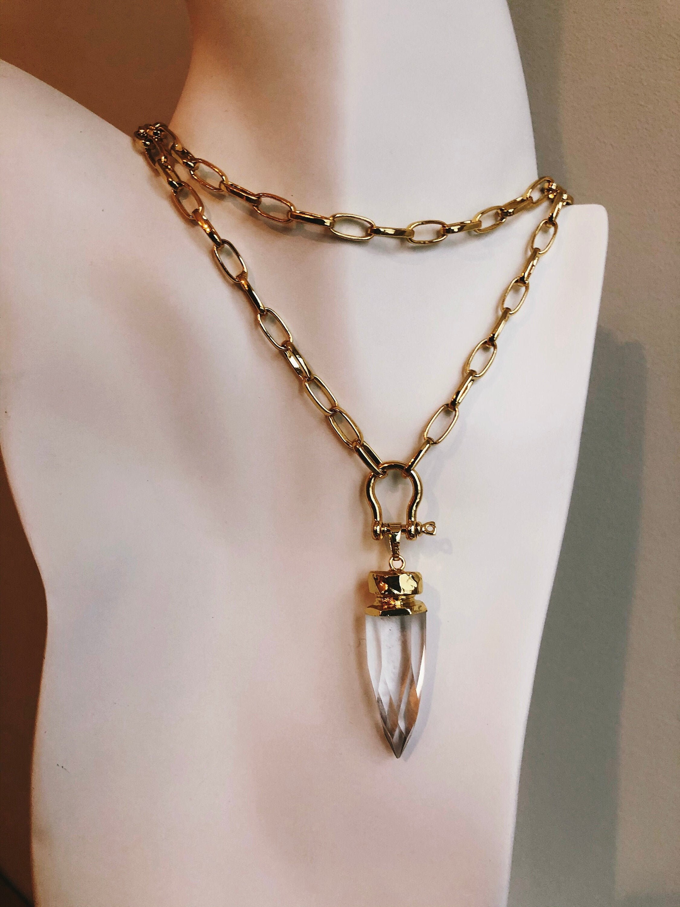 The Athena Clear Crystal Quartz 24k Gold Filled Adjustable - Etsy