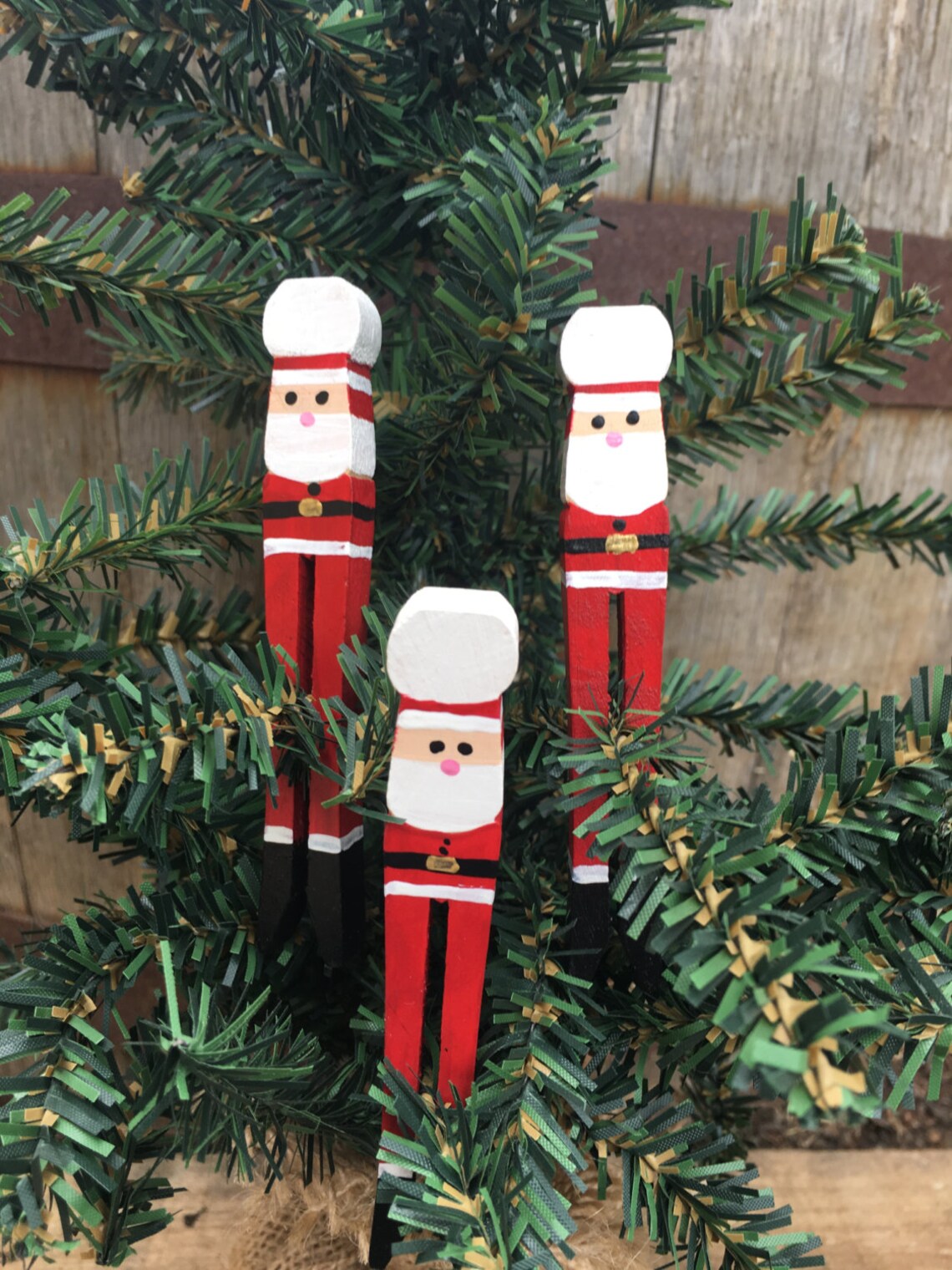 Santa Clothespin Ornament Set: 3 Upcycled Christmas Decoration - Etsy