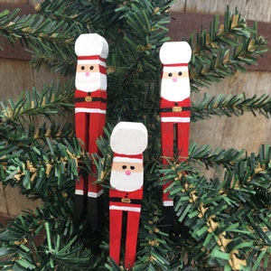 Santa Clothespin Ornament Set: 3 Upcycled Christmas Decoration - Etsy