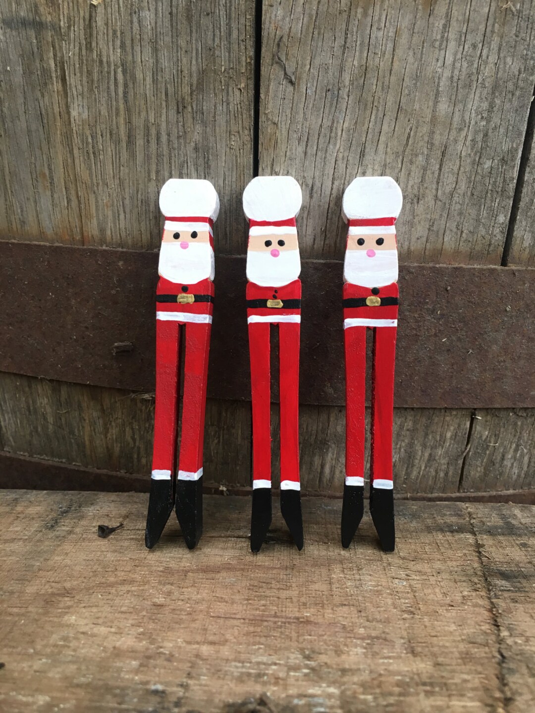 Santa Clothespin Ornament Set: 3 Upcycled Christmas Decoration - Etsy