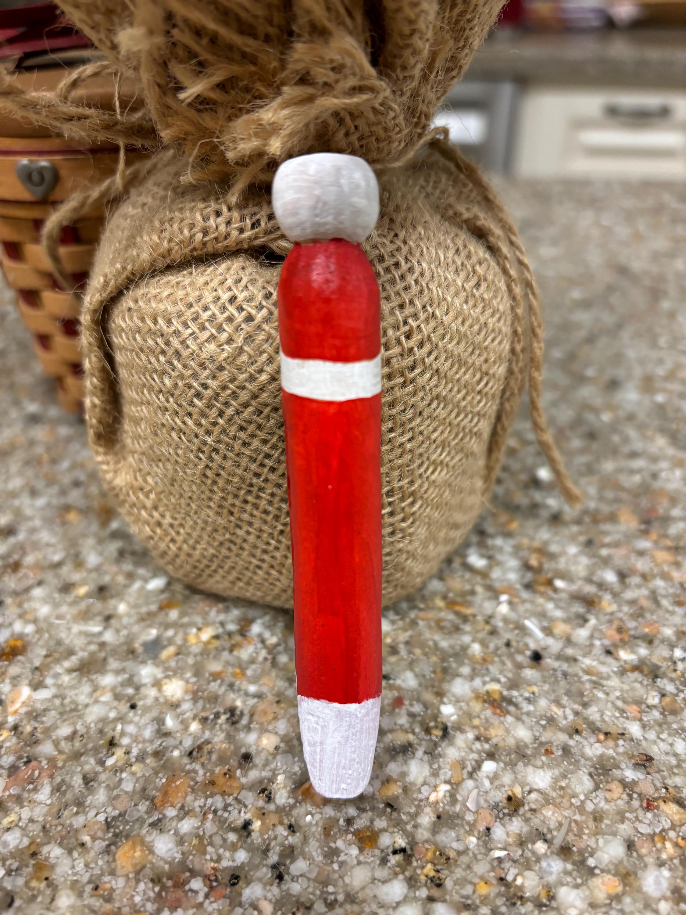 Upcycled Wooden Clothespin Santa Ornament, Hand-painted Christmas ...
